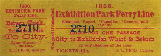1886 Exhibition Ferry Ticket – CNE Heritage