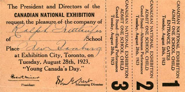 Kids Pass, 1923 – CNE Heritage