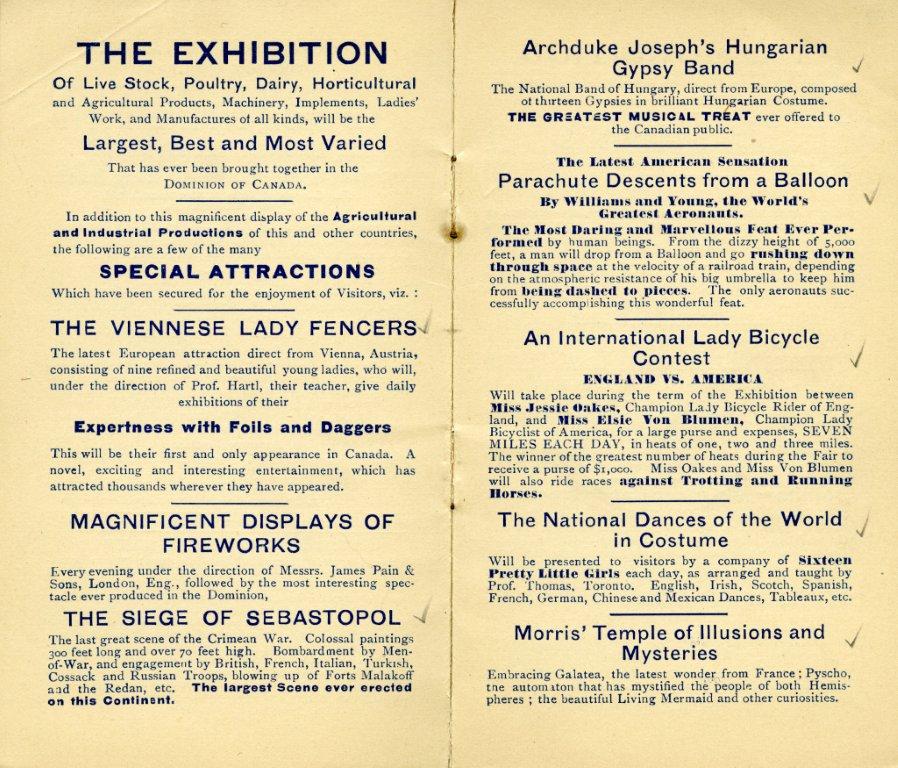 1888 Programme Highlights – CNE Heritage