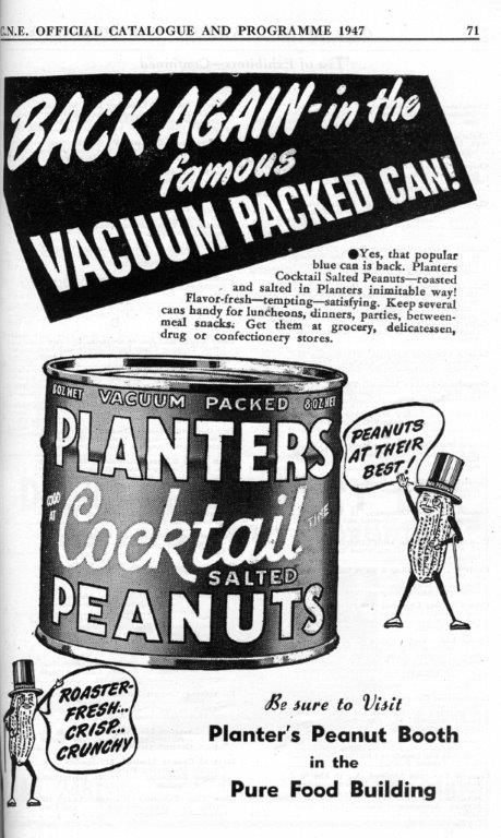 Planter’s Peanuts Ad in CNE Programme, 1947 – CNE Heritage